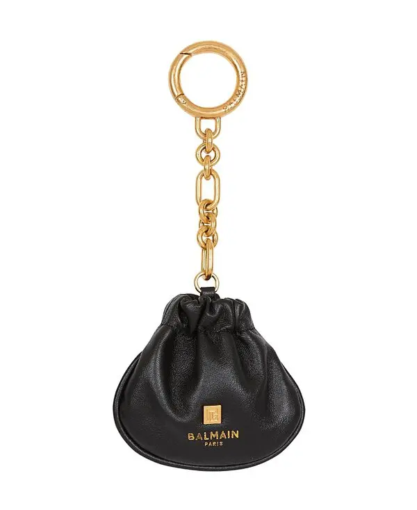 Balmain Pulse Leather Key Ring - Black