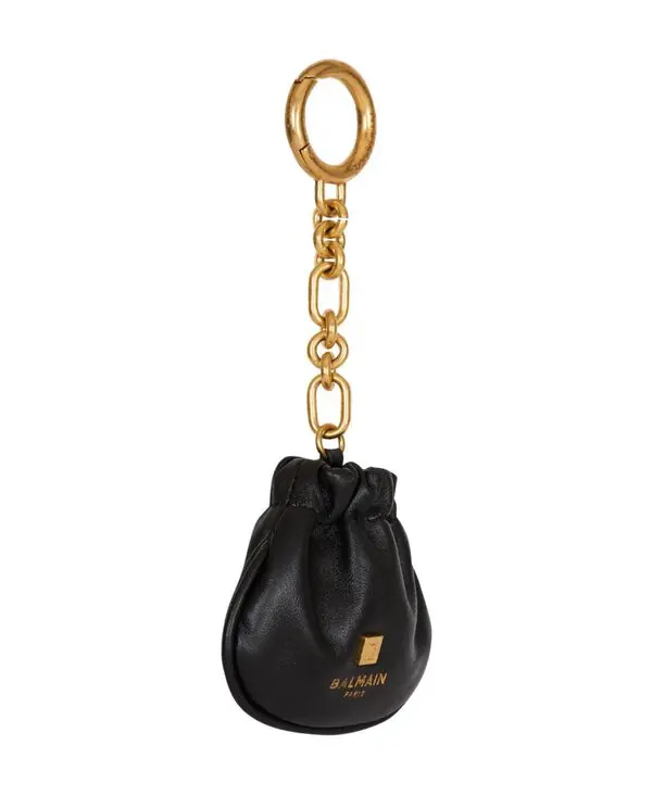 Balmain Pulse Leather Key Ring - Black