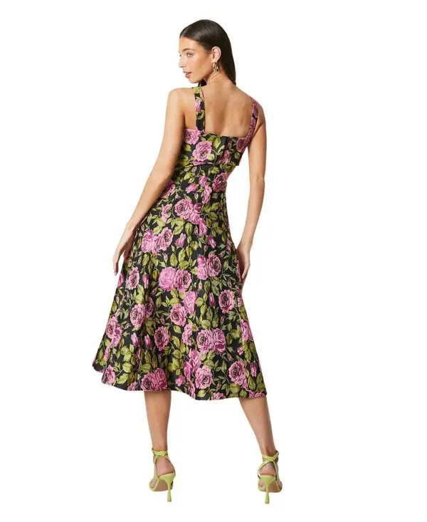 Coast Wide Strap Jacquard Midi Dress - Black