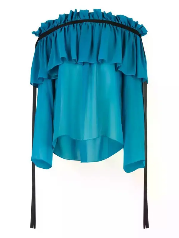 Nina Ricci Off-shoulder Silk Top - Blue