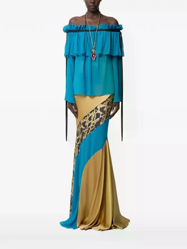 Nina Ricci Off-shoulder Silk Top - Blue