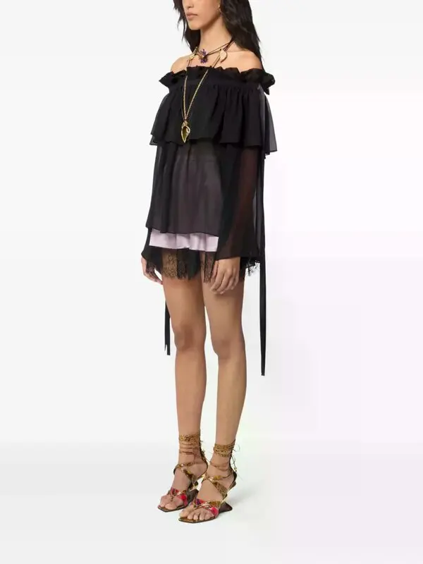 Nina Ricci Boat-neck Silk Top - Black