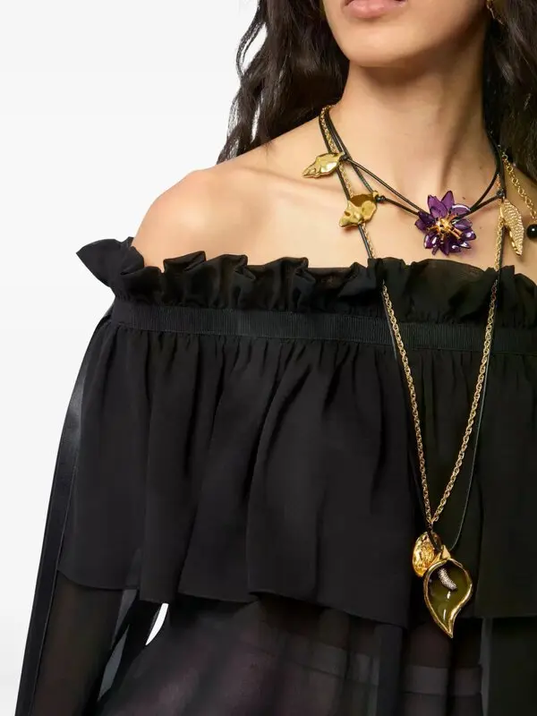 Nina Ricci Boat-neck Silk Top - Black
