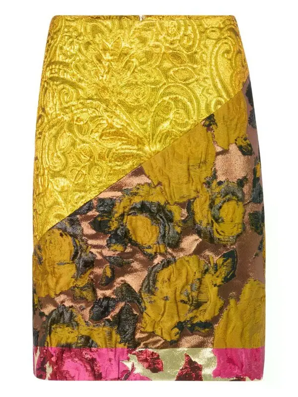 Nina Ricci Jacquard-effect Midi Skirt - Gold