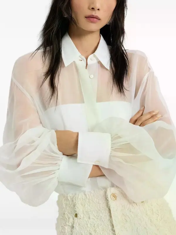 Brunello Cucinelli Monili-detail Silk Shirt - White