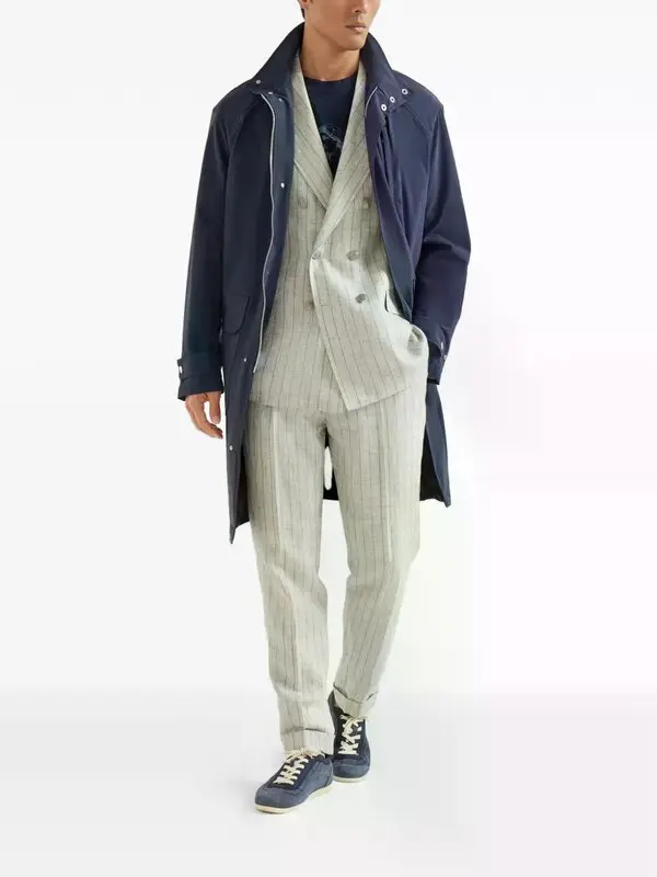 Brunello Cucinelli Stripe Metal-button Blazer - Neutrals