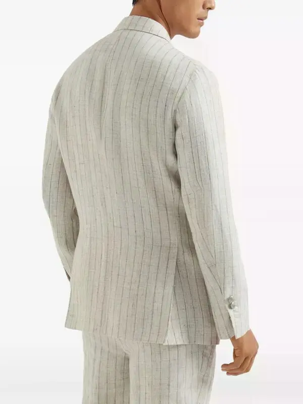 Brunello Cucinelli Stripe Metal-button Blazer - Neutrals