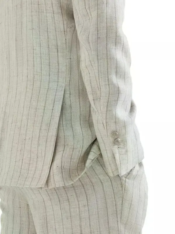 Brunello Cucinelli Stripe Metal-button Blazer - Neutrals
