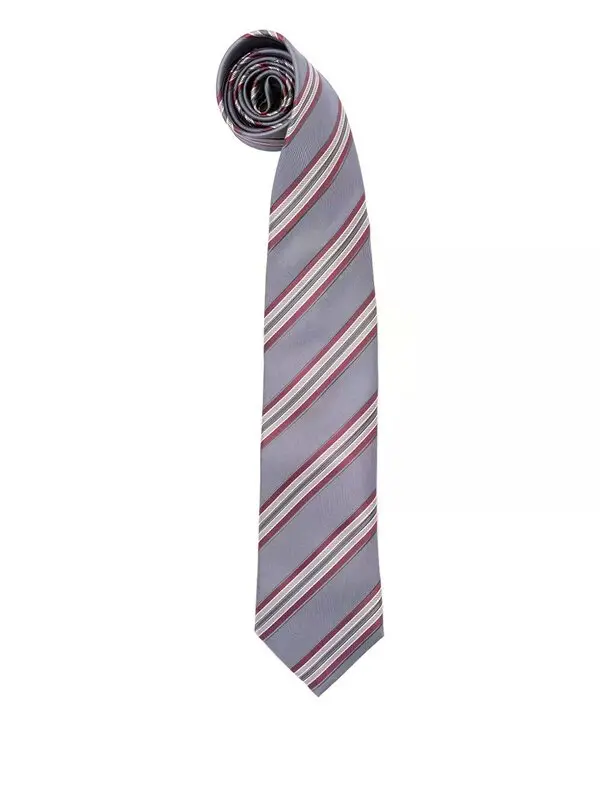 Brunello Cucinelli Striped Silk Neck Tie - C004 Medium Grey