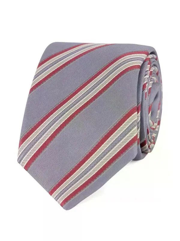 Brunello Cucinelli Striped Silk Neck Tie - Grey
