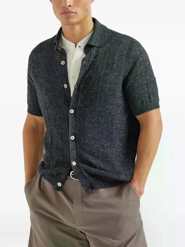 Brunello Cucinelli Short-sleeve Ribbed Knit Cardigan