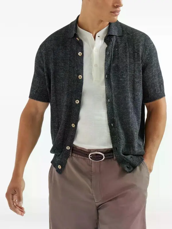 Brunello Cucinelli Short-sleeve Ribbed Knit Cardigan