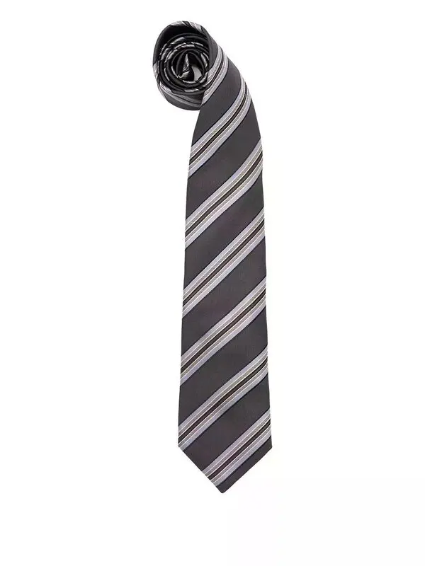 Brunello Cucinelli Striped Silk Neck Tie - C003 Anthracite
