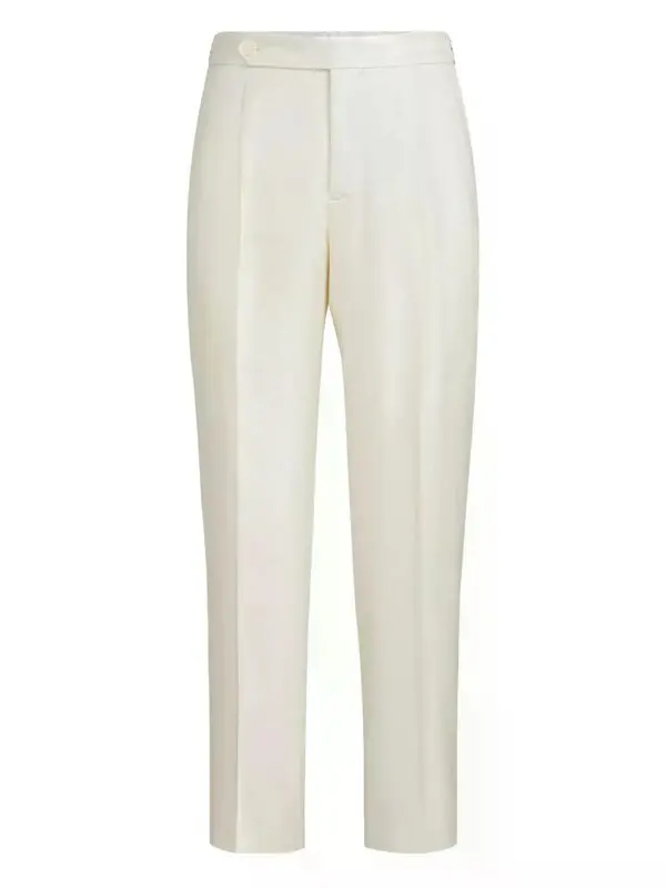 Brunello Cucinelli Pleated Waist-tab Silk Trousers - Neutrals