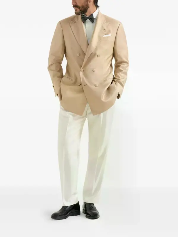 Brunello Cucinelli Pleated Waist-tab Silk Trousers - Neutrals
