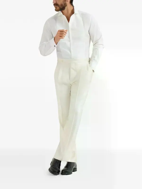 Brunello Cucinelli Pleated Waist-tab Silk Trousers - Neutrals