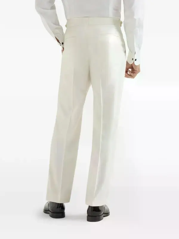 Brunello Cucinelli Pleated Waist-tab Silk Trousers - Neutrals