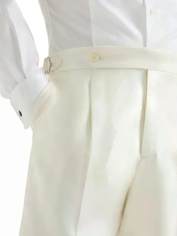 Brunello Cucinelli Pleated Waist-tab Silk Trousers - Neutrals