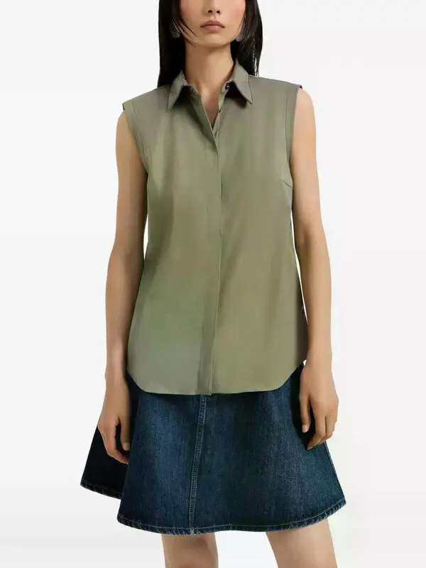 Brunello Cucinelli Sleeveless Poplin Shirt - Green