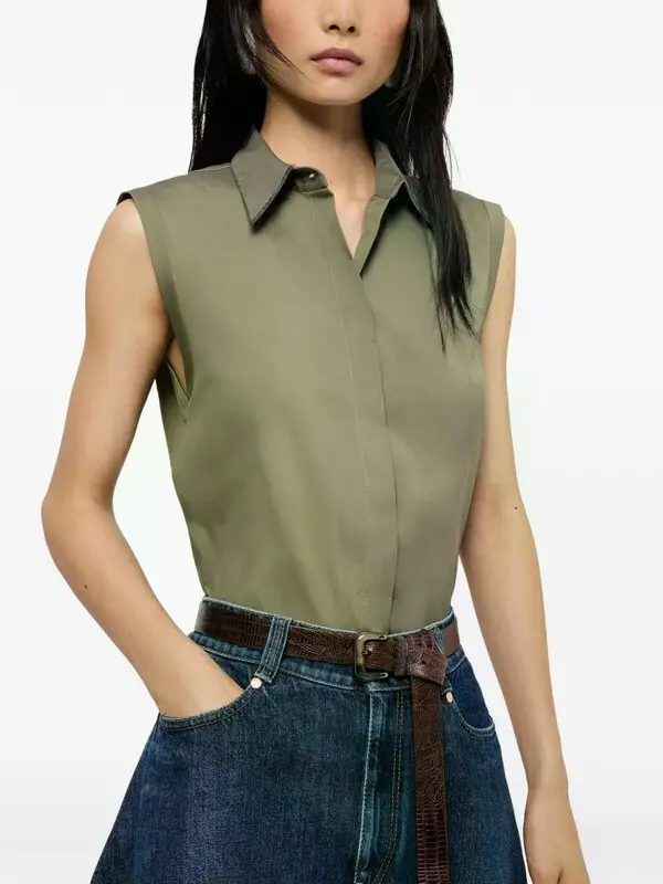 Brunello Cucinelli Sleeveless Poplin Shirt - Green