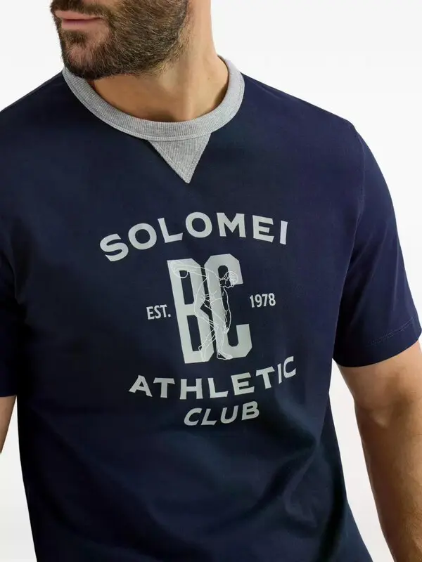 Brunello Cucinelli Cotton Jersey T-shirt With Print - Blue