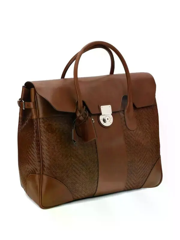 Brunello Cucinelli Braided Leather Boston Bag - Brown