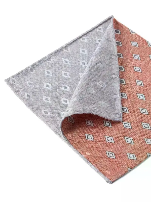 Brunello Cucinelli Diamond-print Silk Pocket Square - Orange