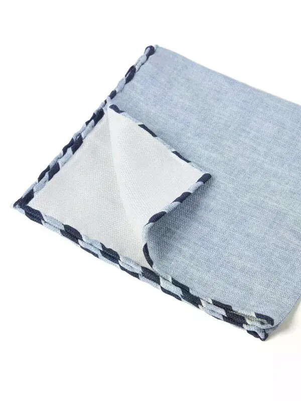 Brunello Cucinelli Striped-trim Silk Pocket Square - Blue