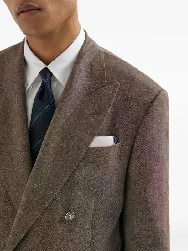 Brunello Cucinelli Striped-trim Silk Pocket Square - Blue