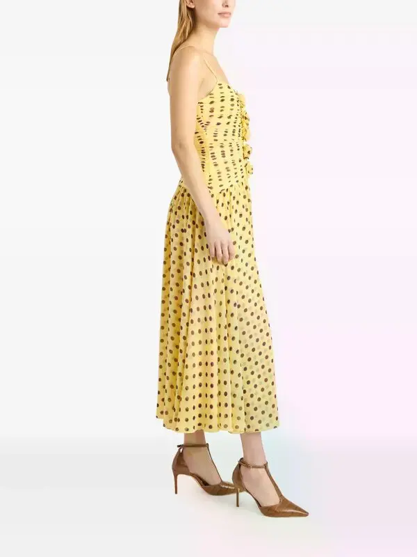 Cinq À Sept Floral Polka Dot Camille Dress - Yellow