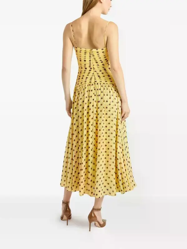 Cinq À Sept Floral Polka Dot Camille Dress - Yellow