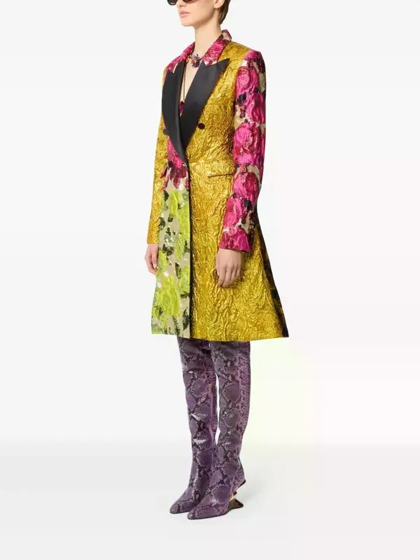 Nina Ricci Patchwork Jacquard Double-breasted Coat