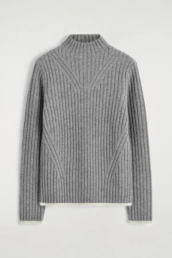 Cos Ribbed Wool Mock-neck Sweater