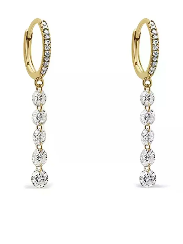 JEWELS AFICIONADO Diamond Line Hoop Earrings - Gold