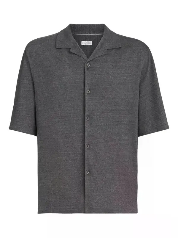 Brunello Cucinelli Camp-collar Short-sleeve Shirt - Grey