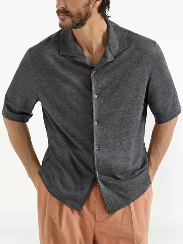 Brunello Cucinelli Camp-collar Short-sleeve Shirt - Grey
