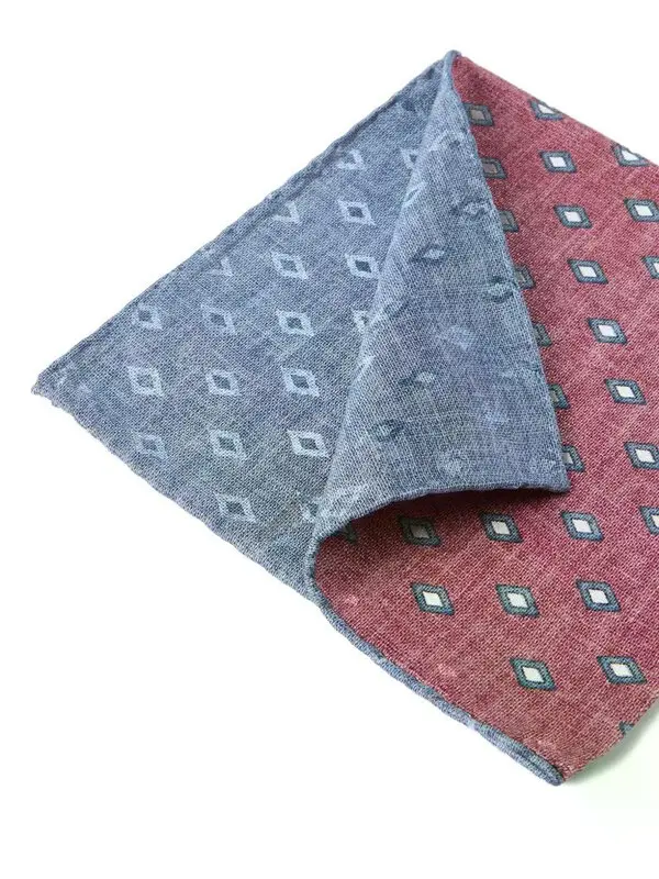 Brunello Cucinelli Diamond-print Silk Pocket Square - Blue
