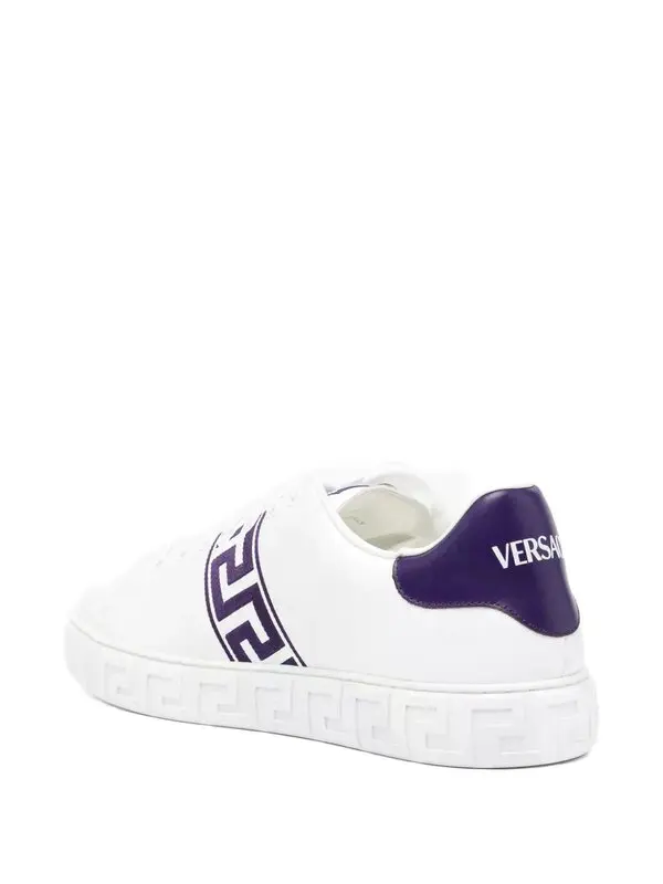 Versace Greca Embroidered Lace-up Sneakers - White