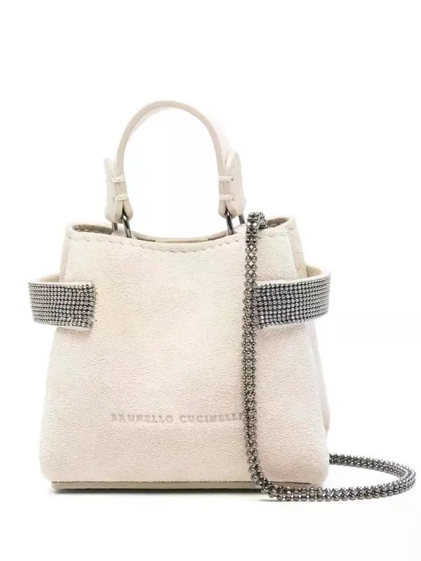 Brunello Cucinelli Embellished Top-handle Pouch - Neutrals