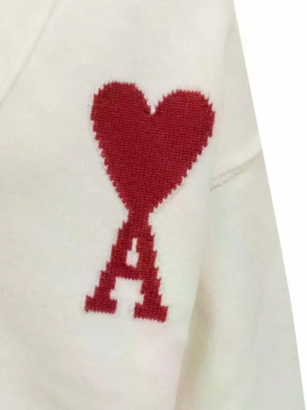 AMI Paris De Coeur Cardigan - Neutrals