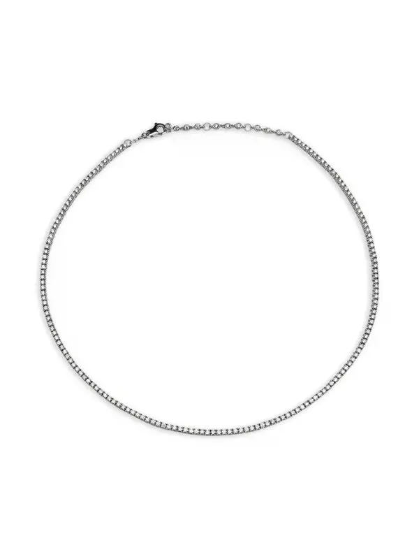 JEWELS AFICIONADO Estelle Diamond Tennis Necklace - Silver