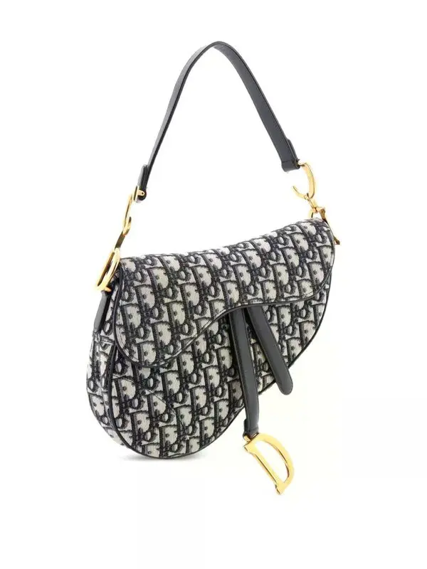 Dior Saddle Oblique Canvas Medium Shoulder Bag - Blue
