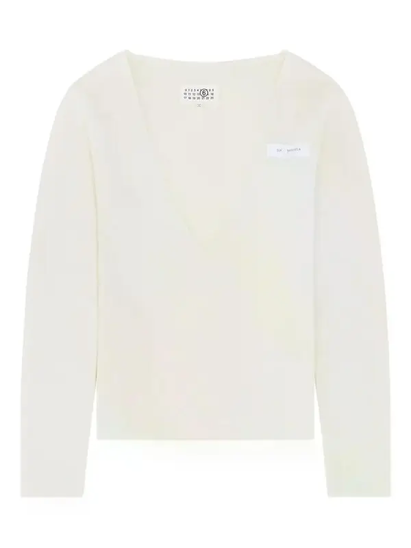MAISON MARGIELA V-neck Long Sleeve Sweater - Neutrals