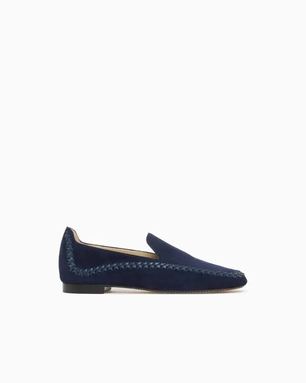 Giorgio Armani Suede Slip-ons With Interweaving
