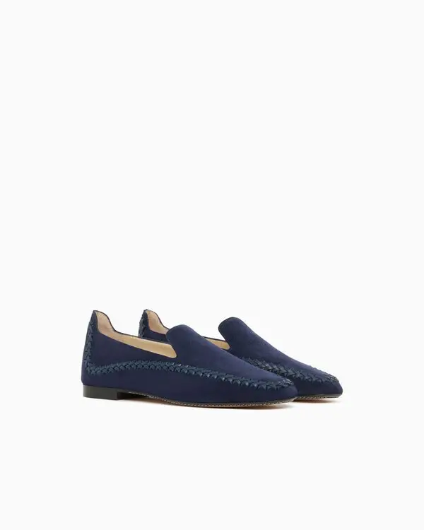 Giorgio Armani Suede Slip-ons With Interweaving