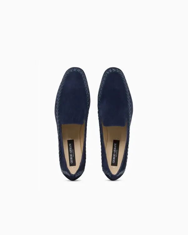 Giorgio Armani Suede Slip-ons With Interweaving