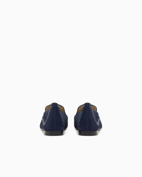 Giorgio Armani Suede Slip-ons With Interweaving