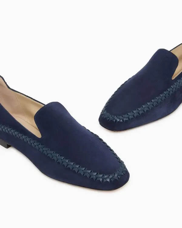 Giorgio Armani Suede Slip-ons With Interweaving