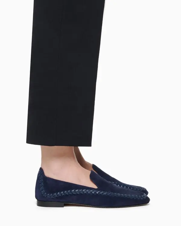 Giorgio Armani Suede Slip-ons With Interweaving