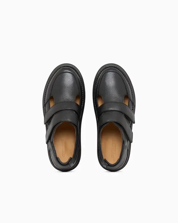 Giorgio Armani Leather Cut-out Sandals - Black